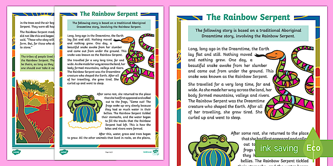 Aboriginal Dreaming The Rainbow Serpent Story - Twinkl