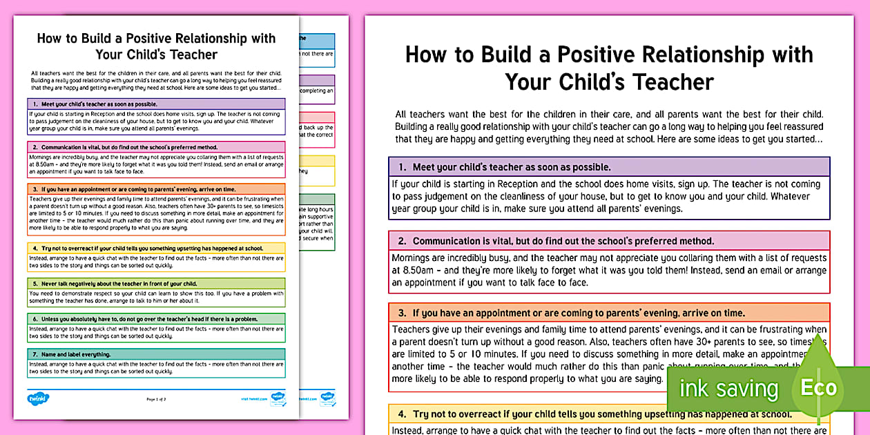 Building a Positive Relationship with Your Child's Teacher Parent and Carer