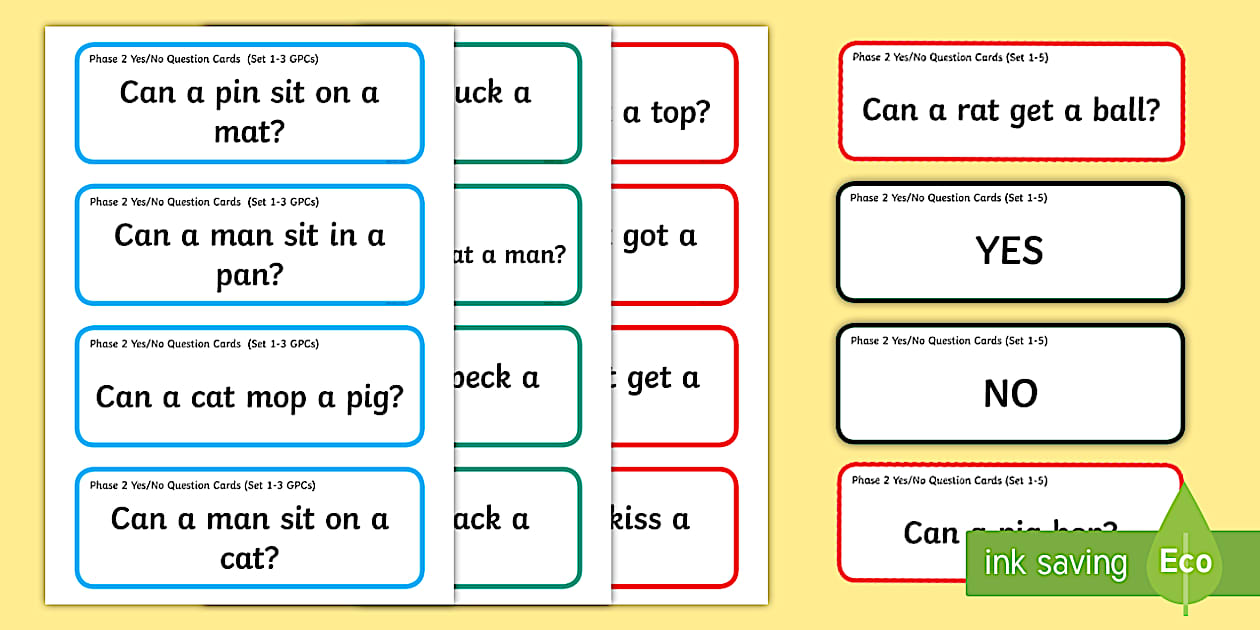 Phase 2 Yes/No Question Cards (teacher made) - Twinkl
