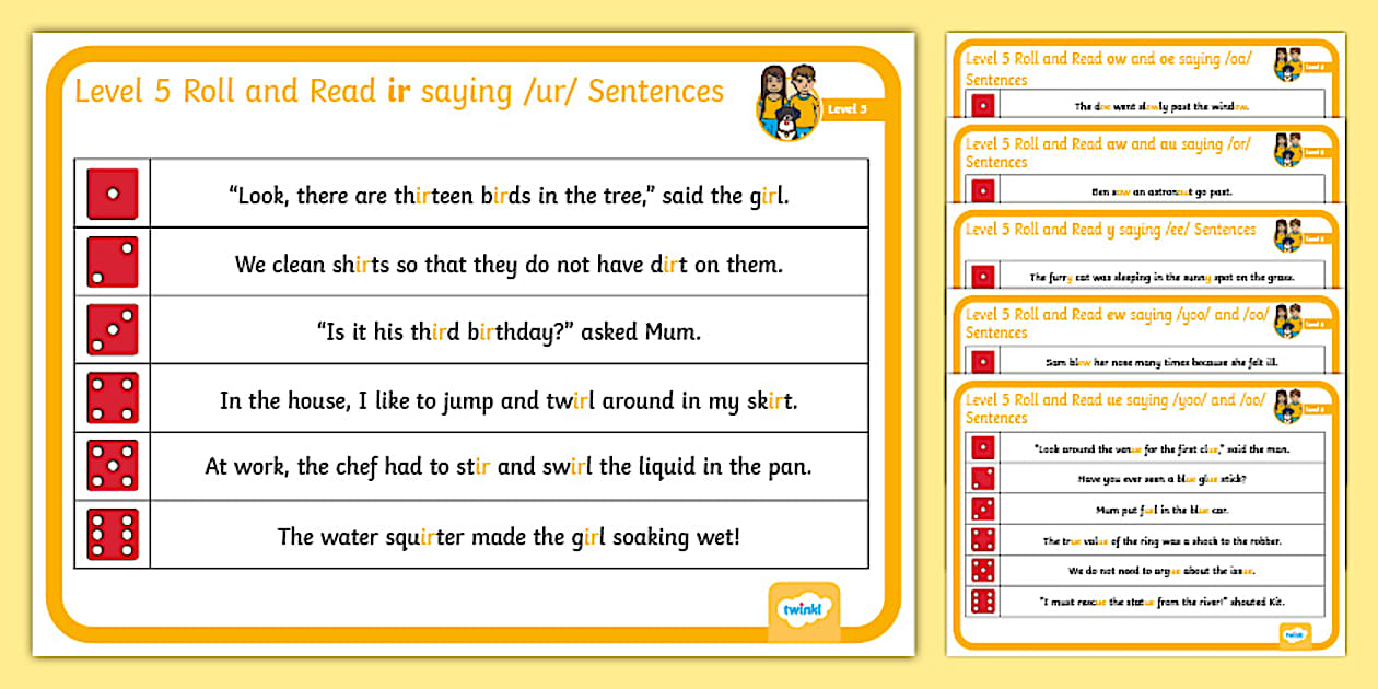 Twinkl Phonics Level 5 Roll and Read Sentences Weeks 11-20