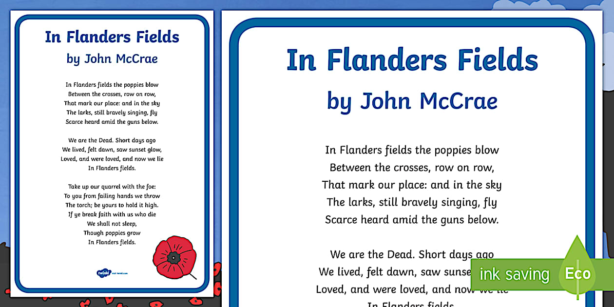 In Flanders Fields Poster | Remembrance Day Poems | Twinkl