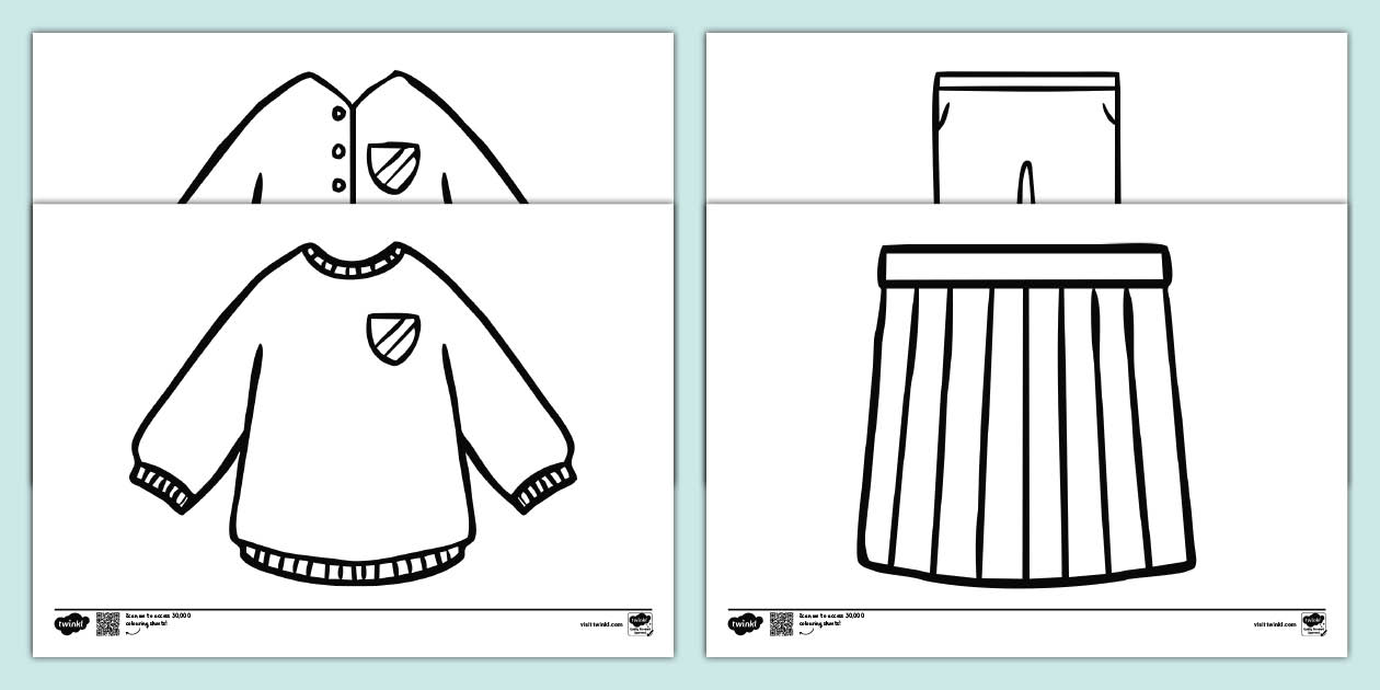 School Clothes Colouring Sheets | Resources | Twinkl