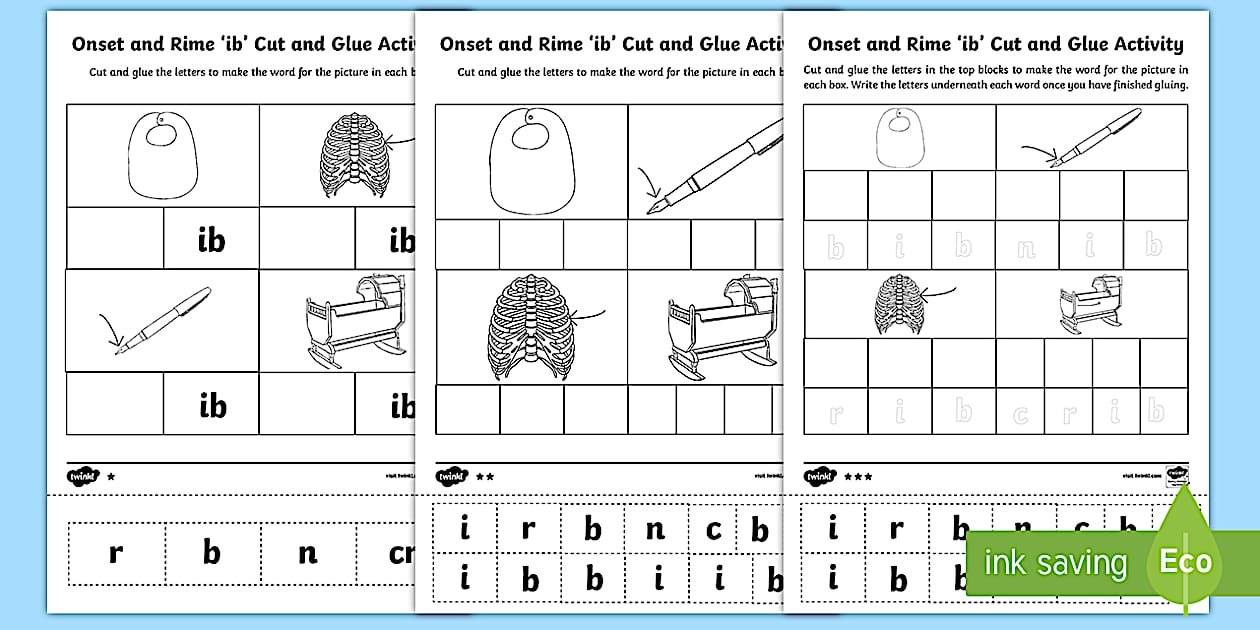 QLD 'ib' Onset and Rime Differentiated Worksheets - Twinkl