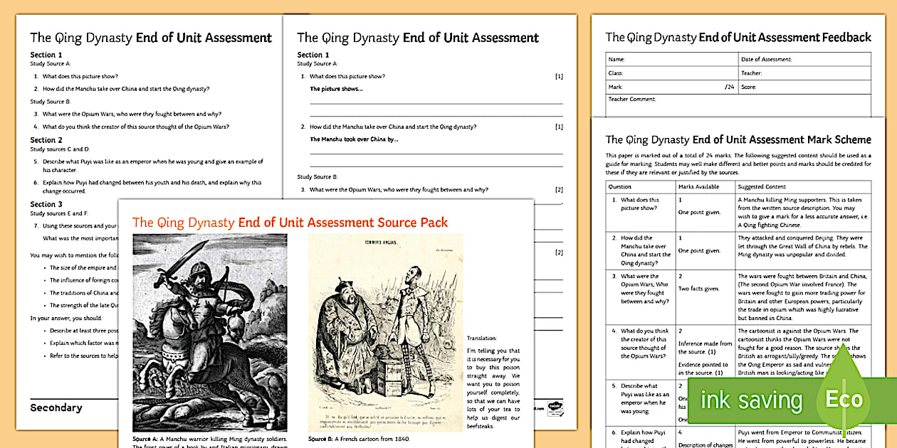 The Qing Dynasty Differentiated Assessment Pack - Twinkl
