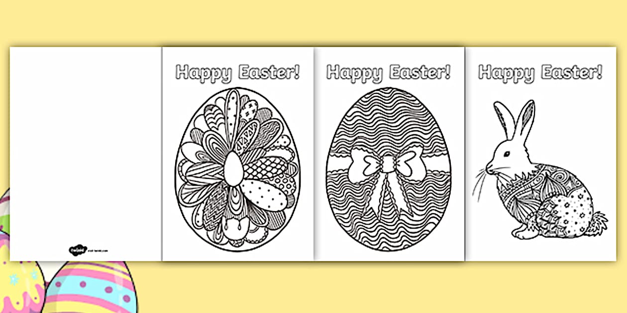 Mindfulness Colouring Easter Cards (teacher made) - Twinkl