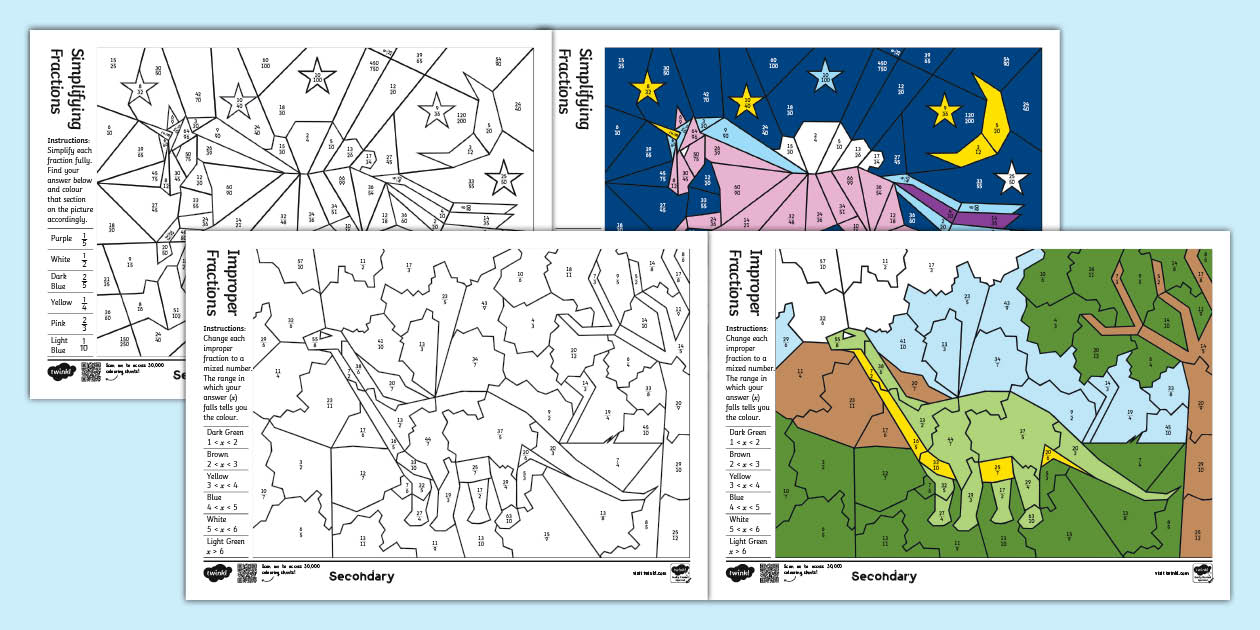 KS3 Fractions Color by Number (Teacher-Made) - Twinkl