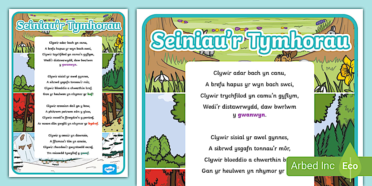Cerdd Seiniau'r Tymhorau (teacher made) - Twinkl