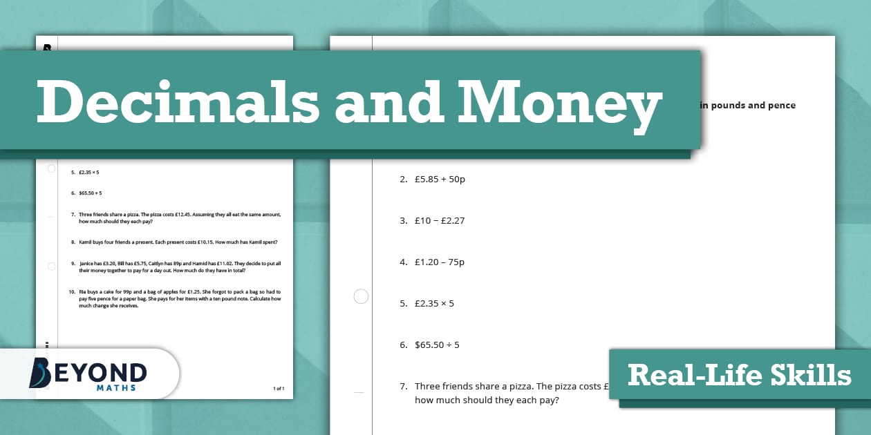 👉 KS3 Maths Decimals and Money Worksheet