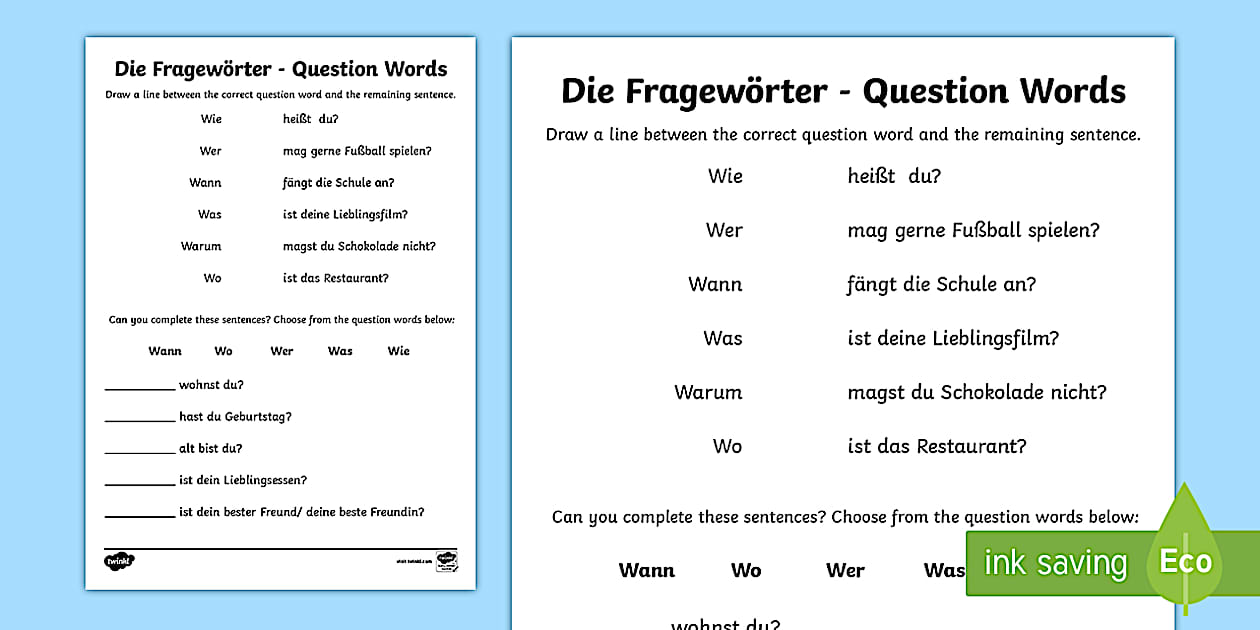 German Question Words Exercises - German Grammar Resources