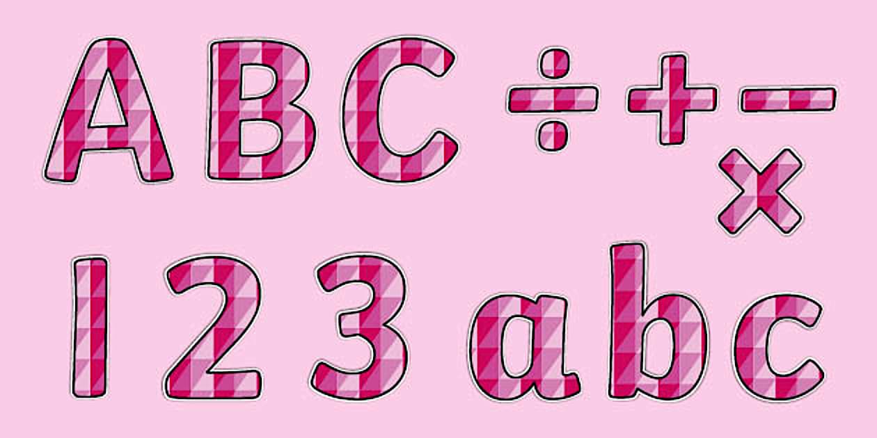 👉 Pink Geometric Diamond Pattern Themed Funky Display Letters and ...