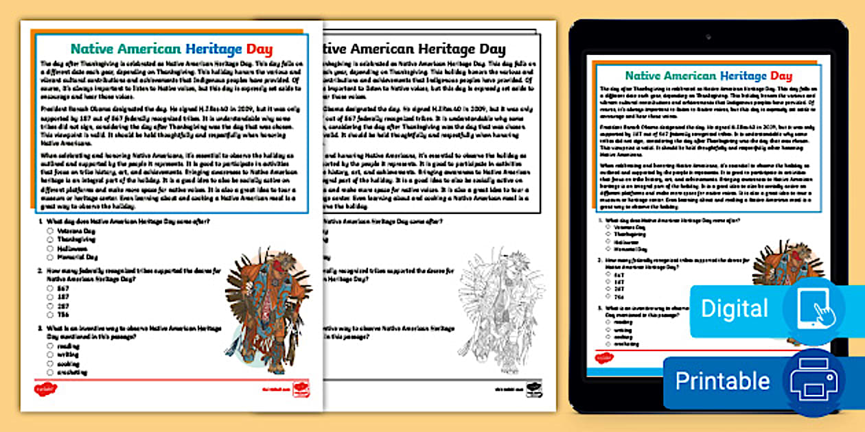 Native American Reading Comprehension Worksheet | Twinkl USA