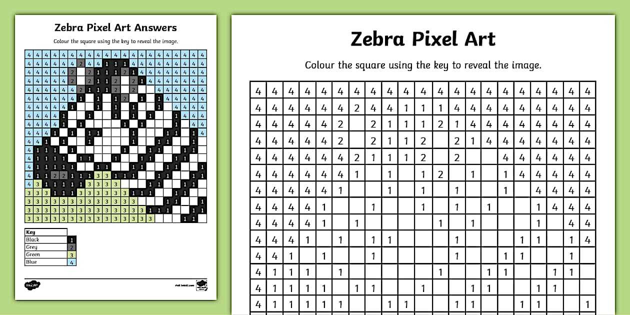 Zebra Pixel Art (l'enseignant a fait) - Twinkl