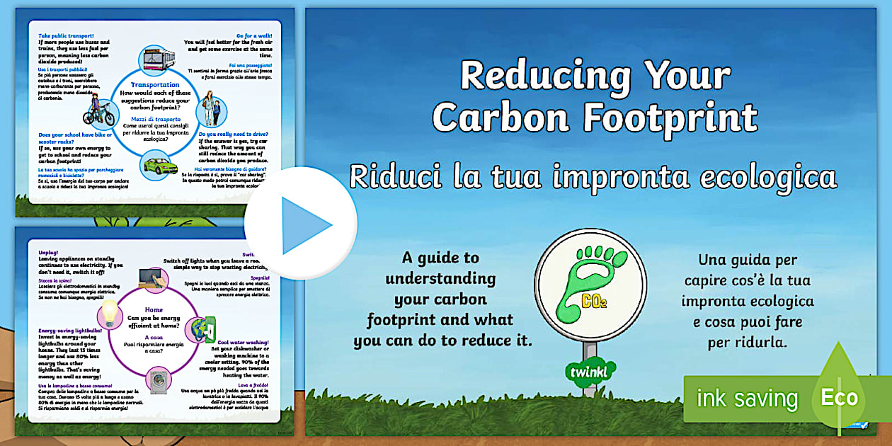 Earth Day: Reducing Your Carbon Footprint PowerPoint English/Italian