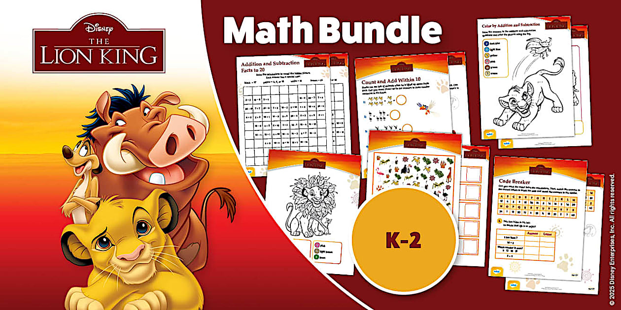 The Lion King: Math Activity Pack for K-2nd Grade