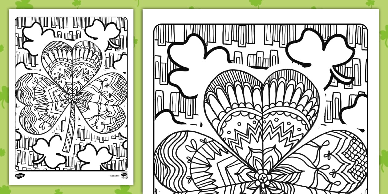 Shamrock Mindfulness Colouring Sheet (Teacher-Made) - Twinkl