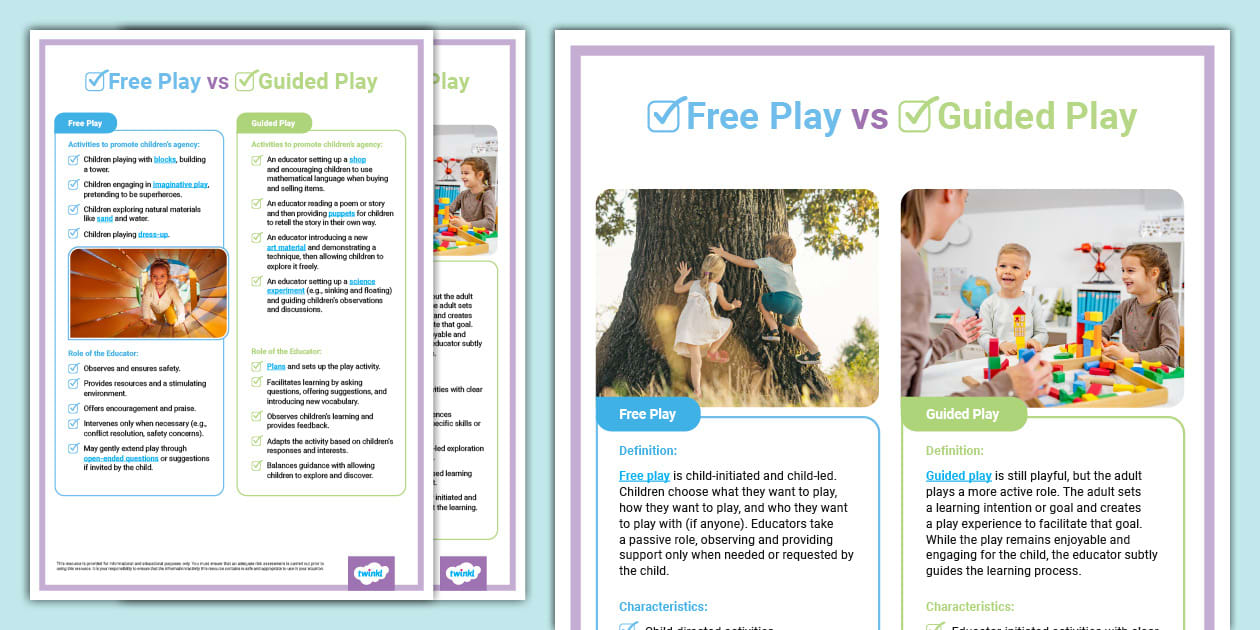 Free Play vs Guided Play (teacher made) - Twinkl