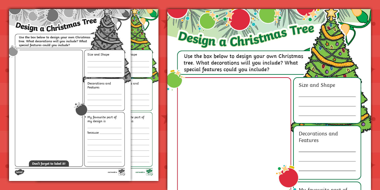 Design a Christmas Tree Worksheet (teacher made) - Twinkl