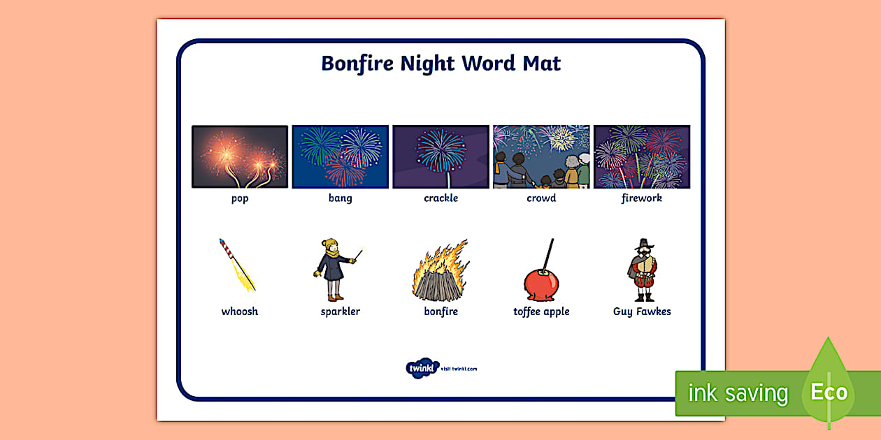 Editable Bonfire Night Scene Word Mat (teacher made)