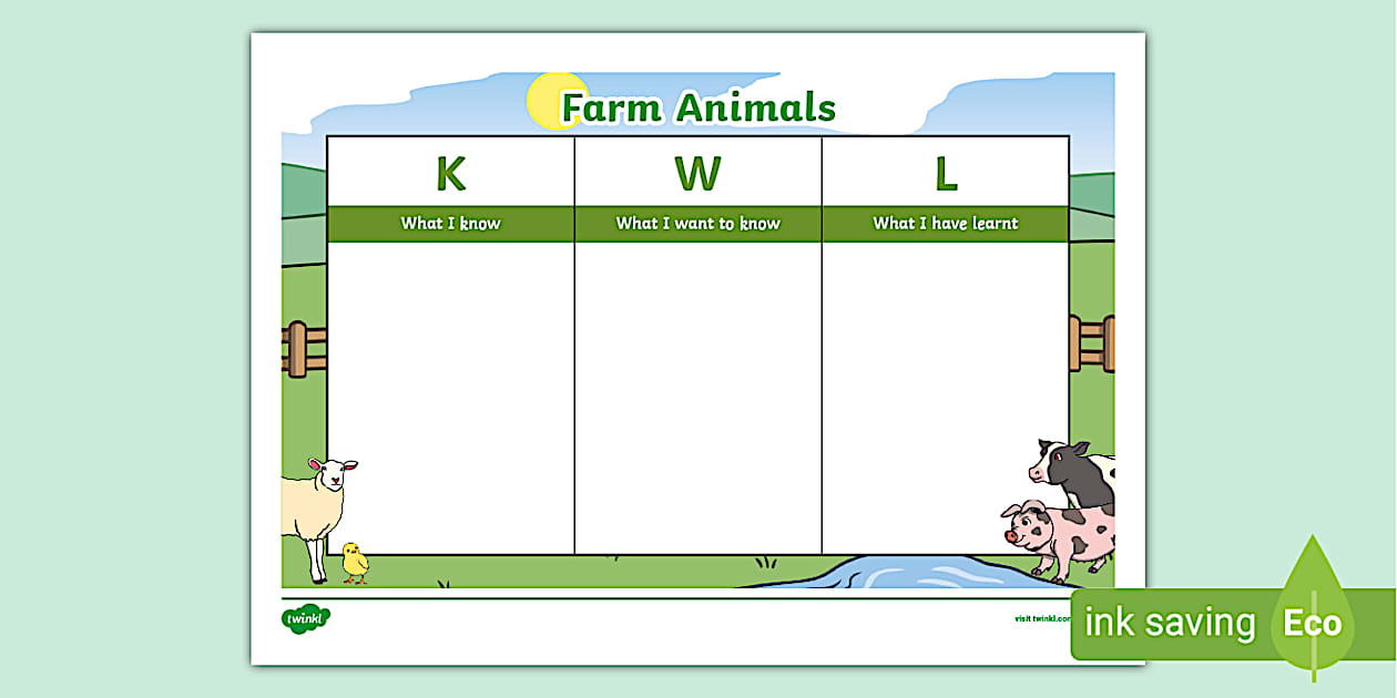 Farm Animals Topic KWL Grid (teacher made) - Twinkl