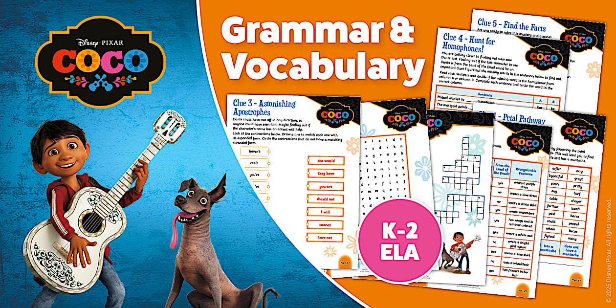 Coco: Grammar & Vocabulary Pack for K-2nd Grade