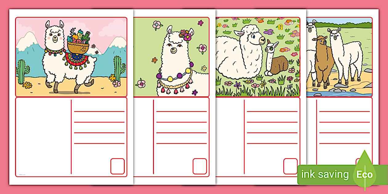A Pack of Lovely Llama Postcards | Twinkl | KS1 | Postcards