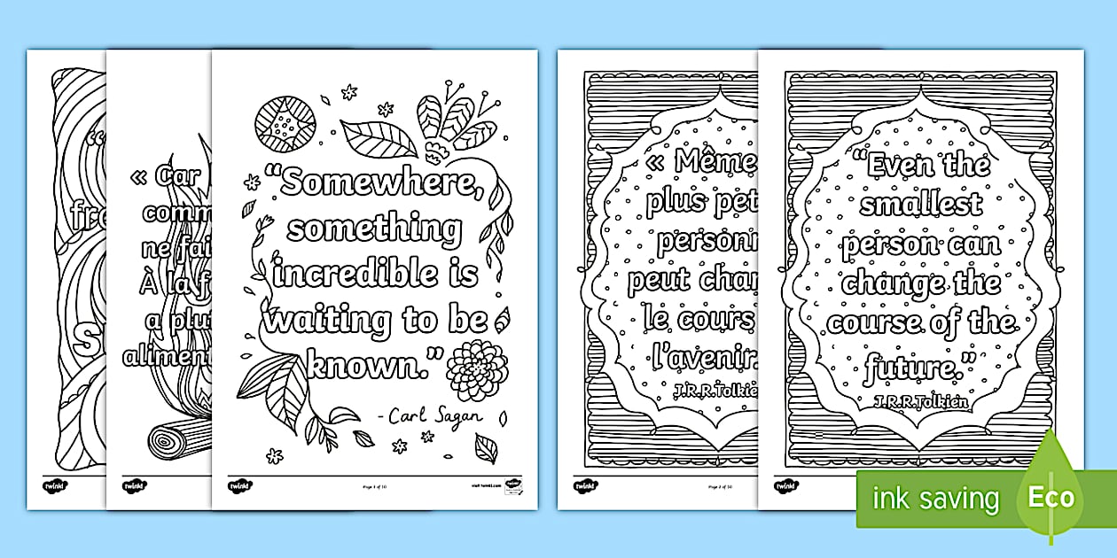 Classroom Inspiration Quotes Mindfulness Colouring Pages - English/French