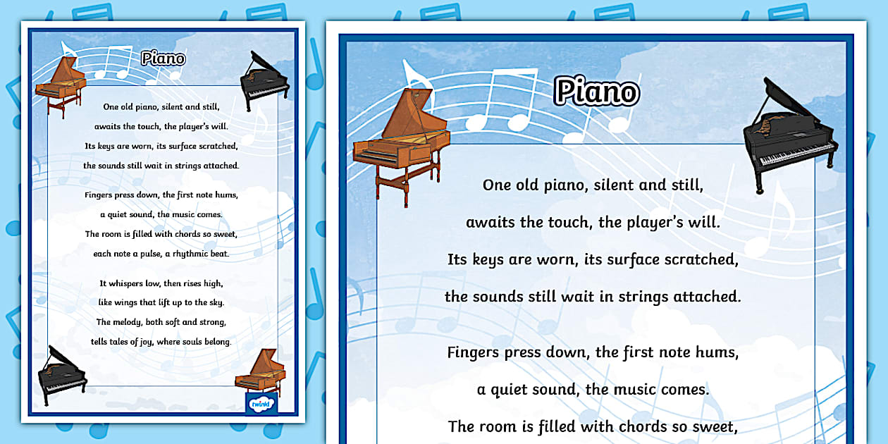 Piano Poem Display Poster (teacher made) - Twinkl