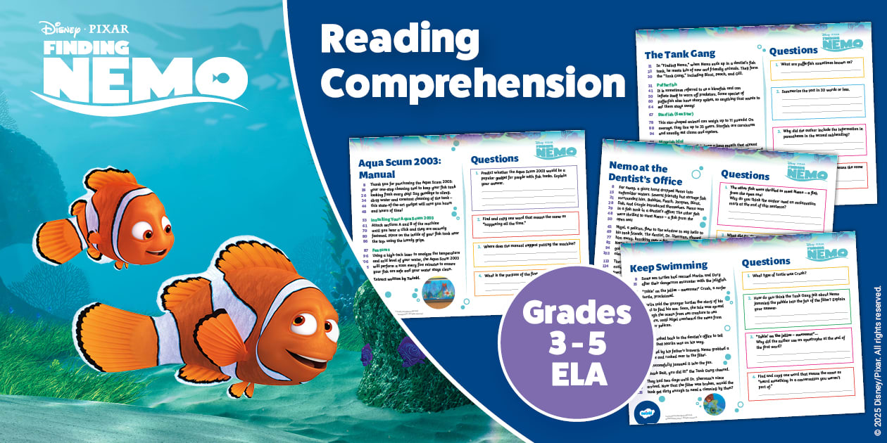 Finding Nemo 60-Second Reading Passages and Comprehension