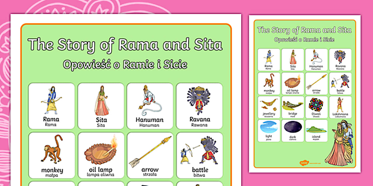 The Story of Rama and Sita Vocabulary Poster Polish Translation