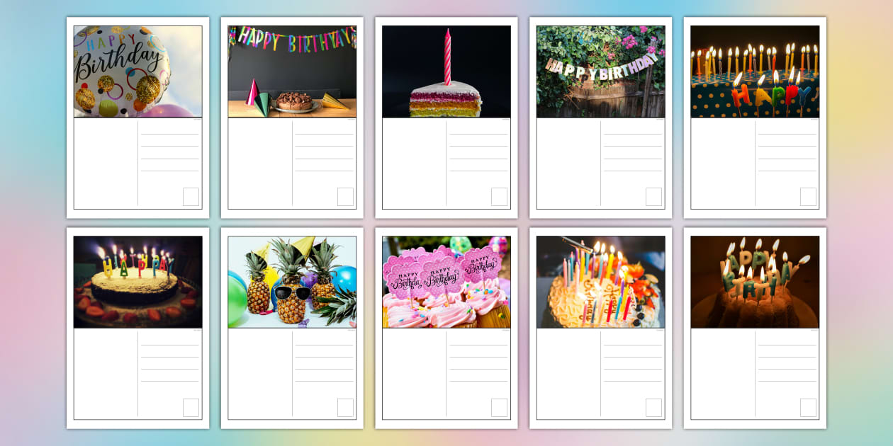 Happy Birthday Photo Postcard Templates - Twinkl