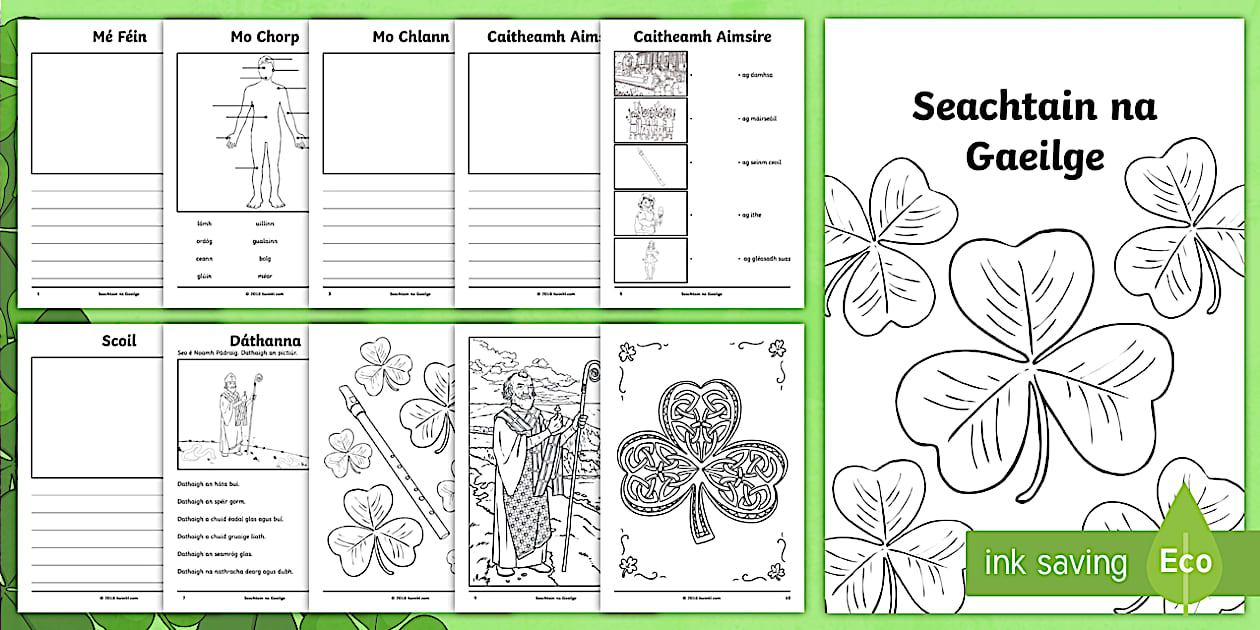 Editable Seachtain na Gaeilge Activity Booklet Two Gaeilge