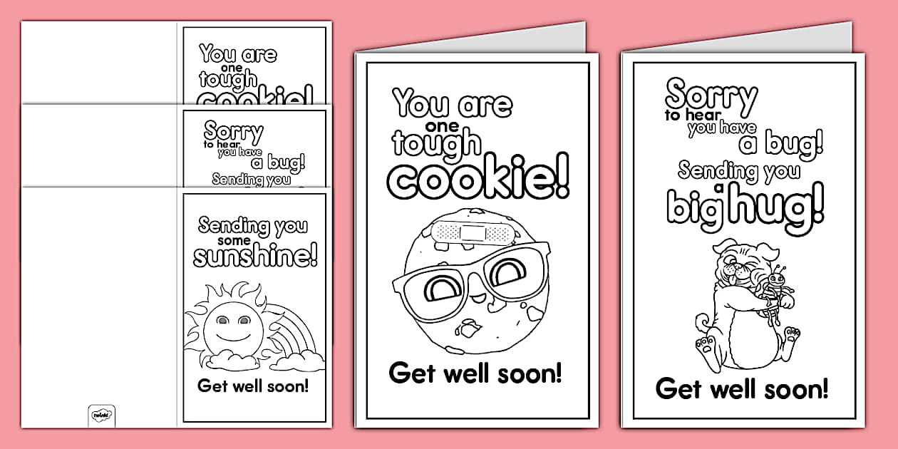 Get Well Soon Coloring Card | 4th Grade Resource | Twinkl US