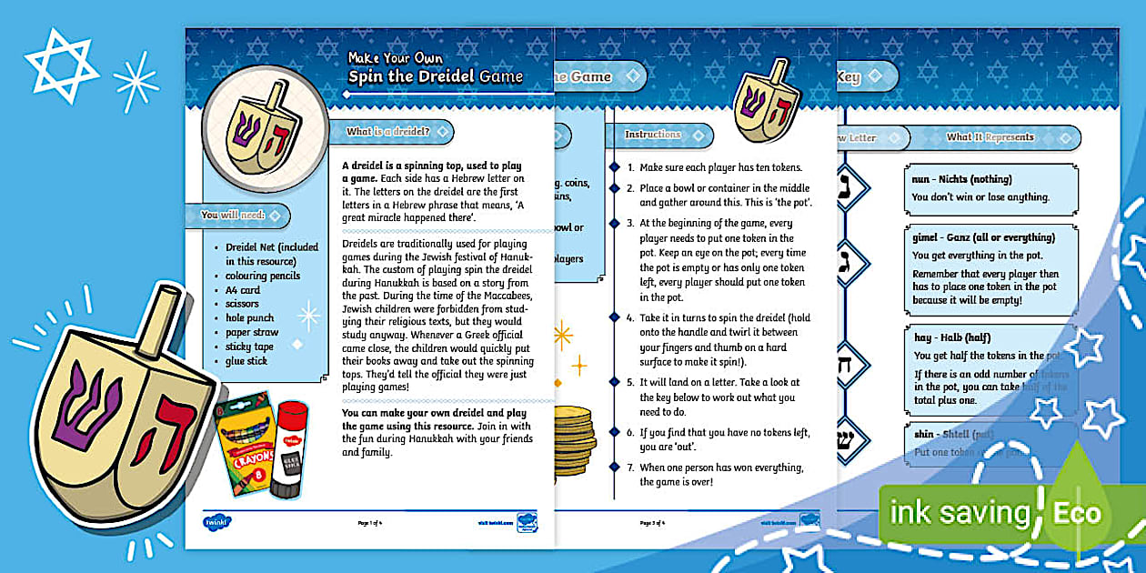 Make Your Own Spin the Dreidel Game (Ages 5 - 7) - Twinkl