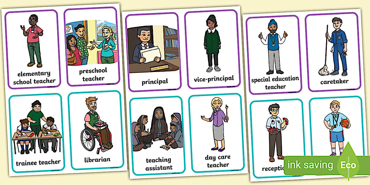 People Who Work in Our School Flashcards (Teacher-Made)