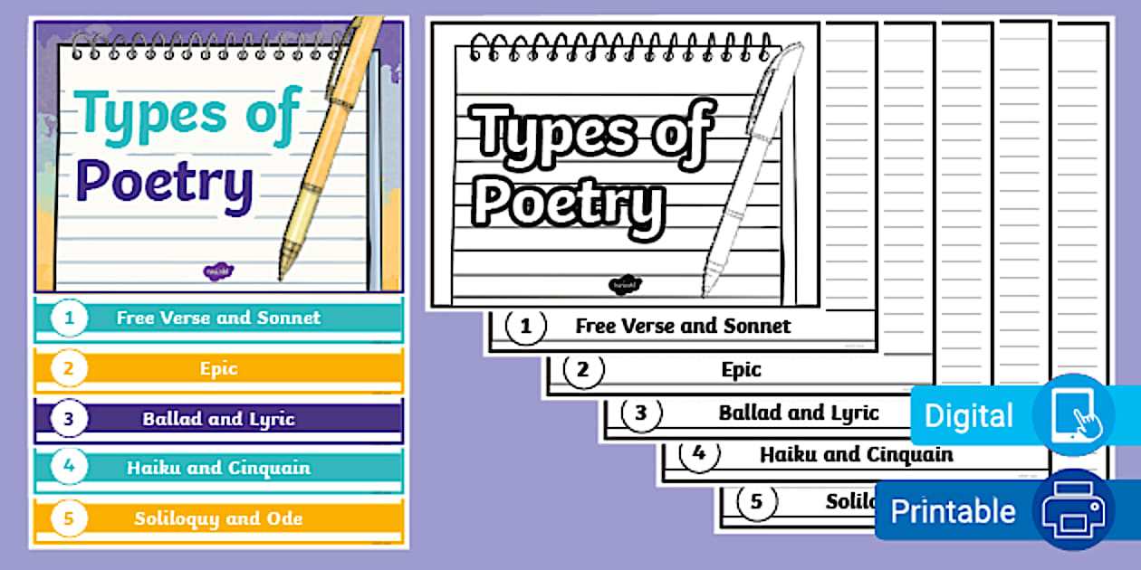 Types of Poetry Flipbook for 3rd-5th Grade (teacher made)