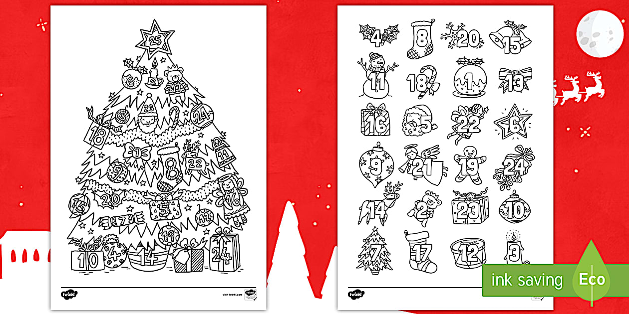 Christmas Mindfulness Advent Calendar Colouring Pages English/Mandarin ...