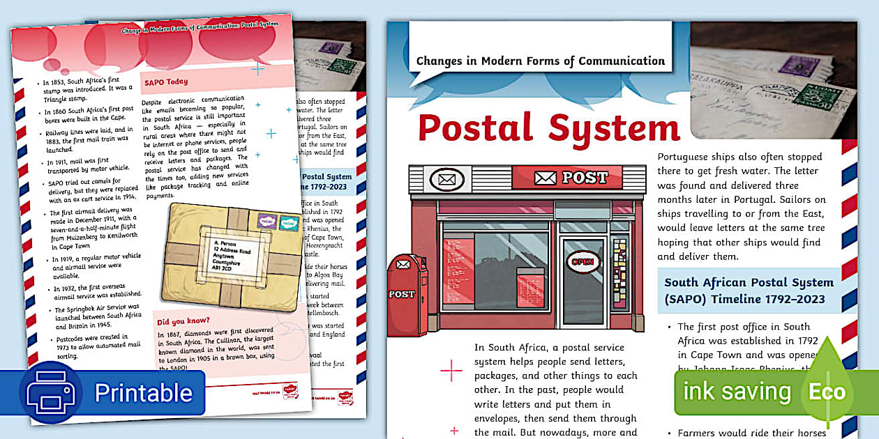 Changes in Modern Forms of Communication - Postal System