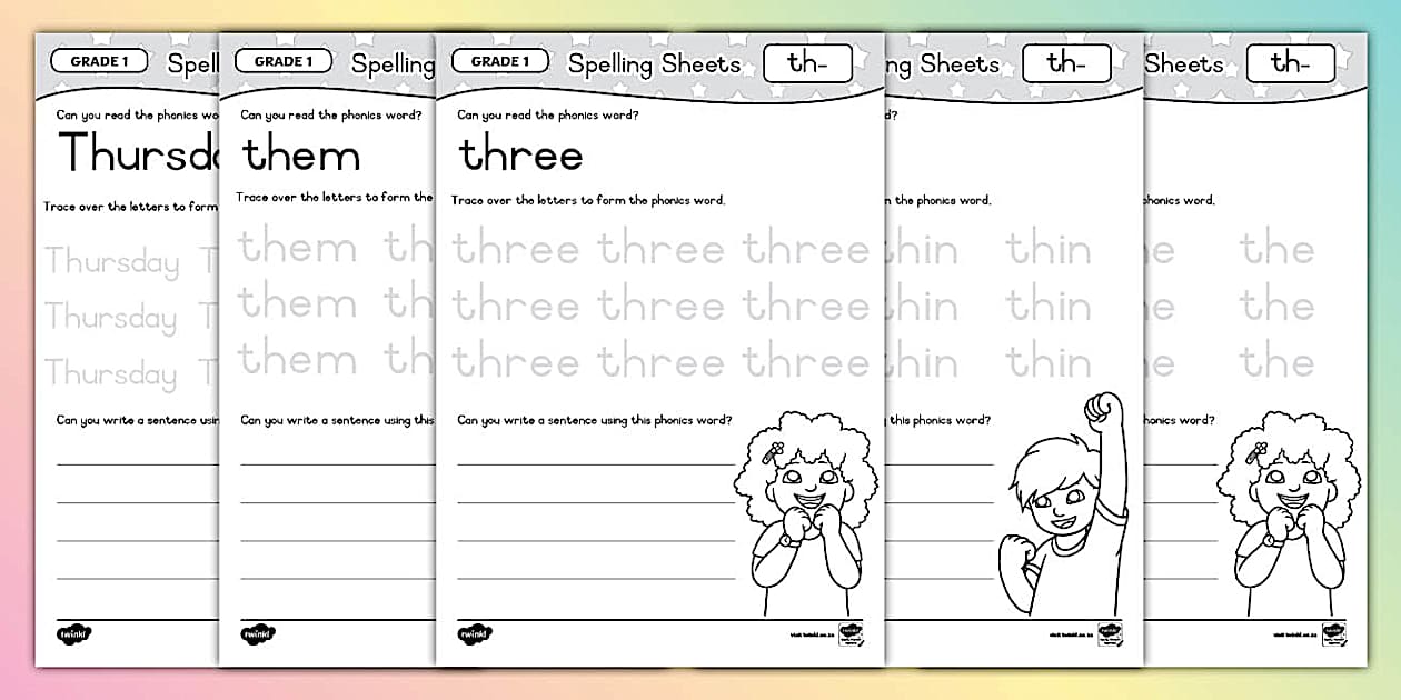 Grade 1 th- Spelling Sheets (ティーチャーメイド)