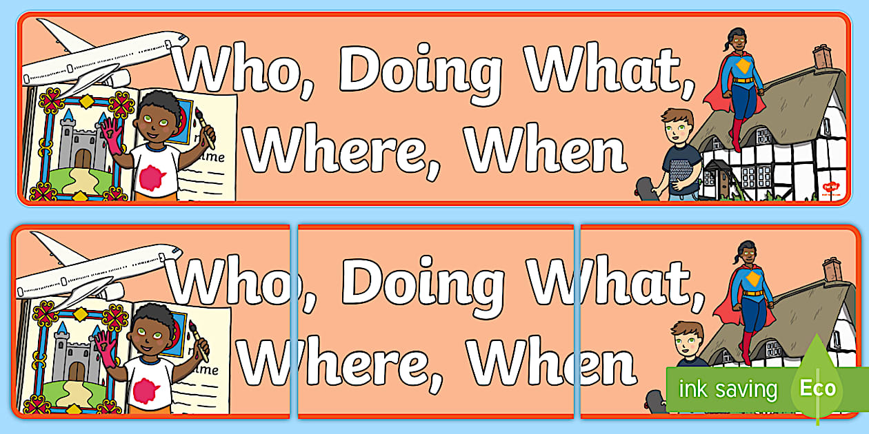 Who Doing What Where When Display Banner (Teacher-Made)