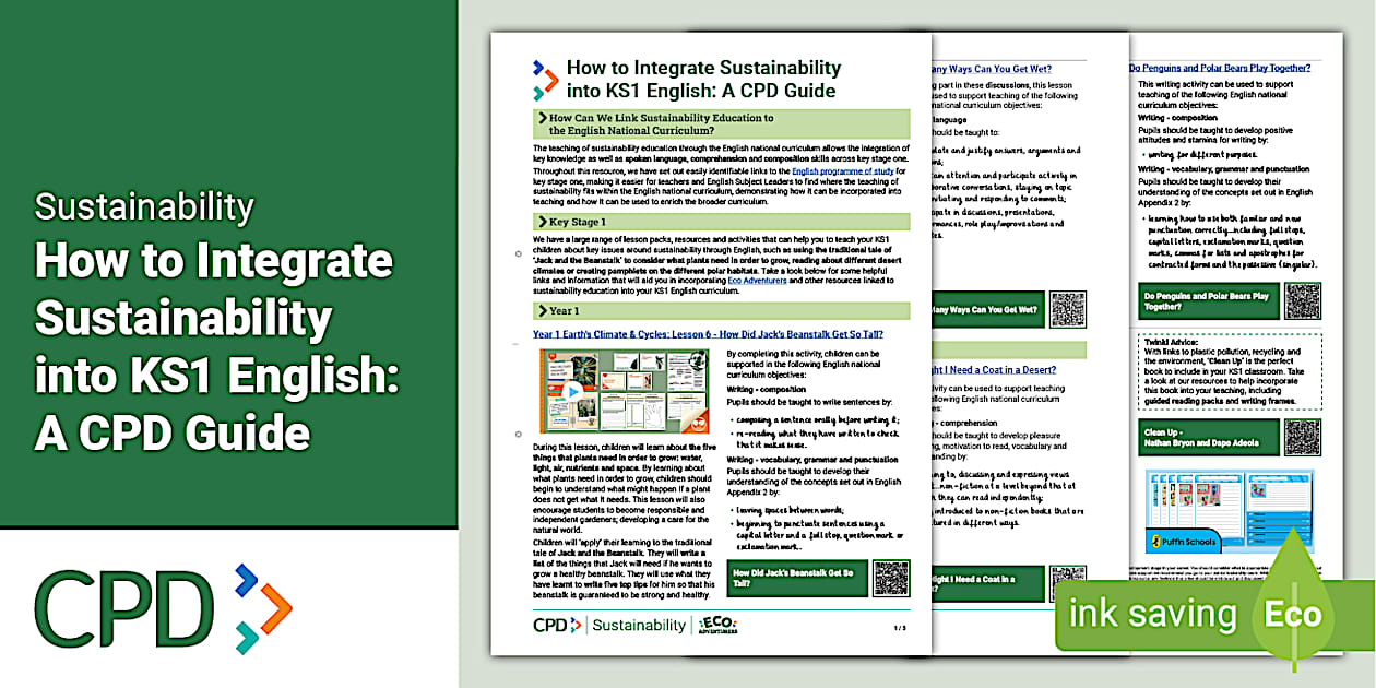 How to Integrate Sustainability into KS1 English: A CPD Guide
