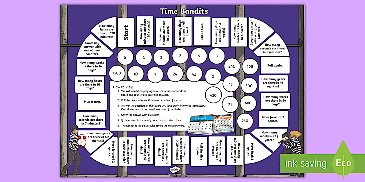 Editable Time Bandits Year 4 Board Game (professor feito)