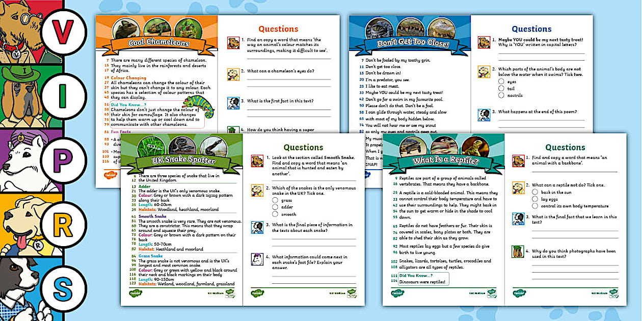 KS1 Wriggly Reptiles 60-Second Reads Activity Pack - Twinkl