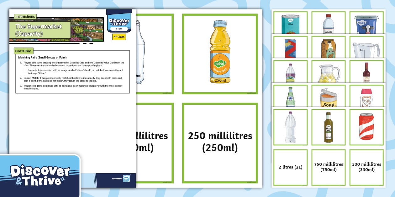 Supermarket Capacity Matching Cards Fourth Clas - Twinkl