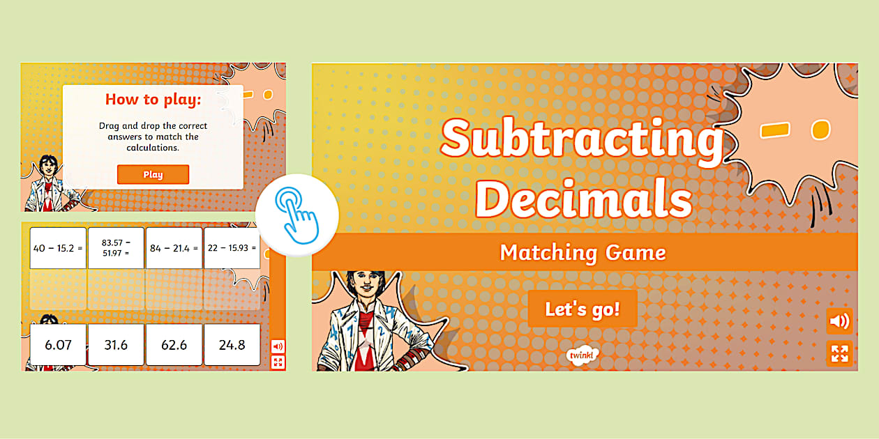 👉 Subtracting Decimals Arithmetic Maths Go Game - KS2 Revision