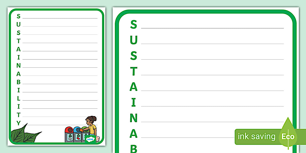 Sustainability Acrostic Poem Template (teacher made)