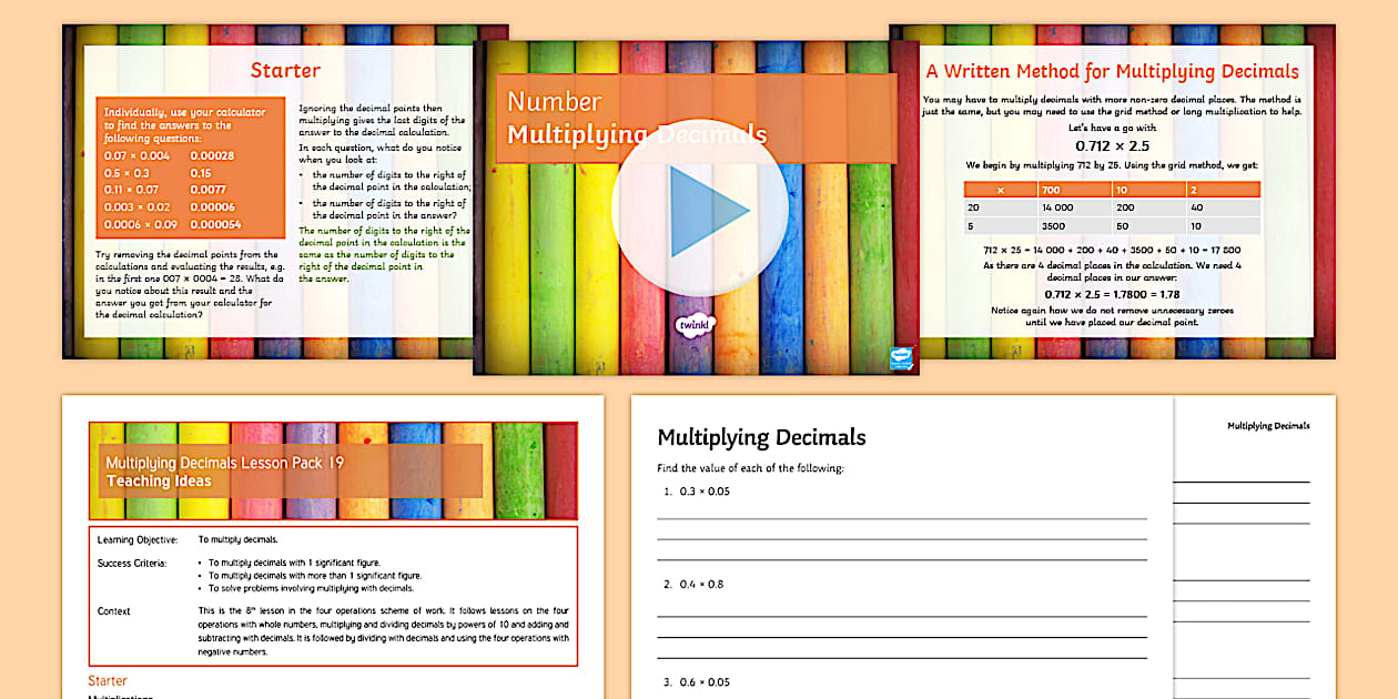 Editable The Four Operations Lesson 8: Multiplying Decimals