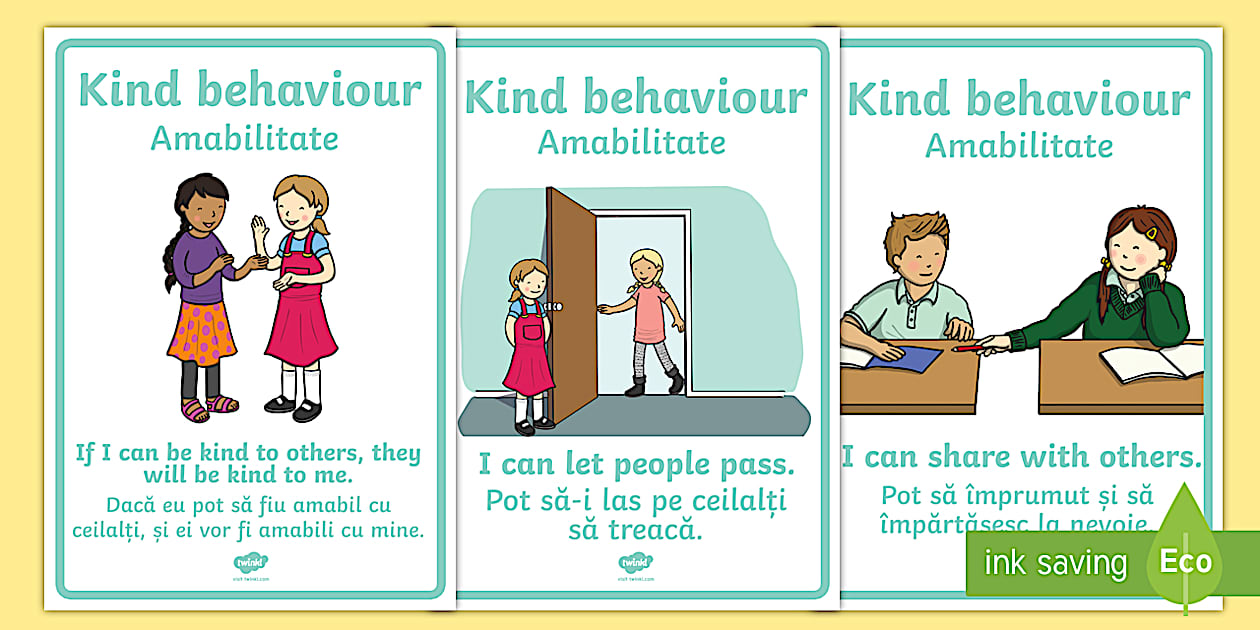 Kind Behaviour Display Posters English/Romanian - Kind Behaviour Posters