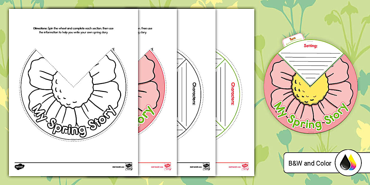 Kindergarten Spring Creative Writing Prompt Wheel - Twinkl