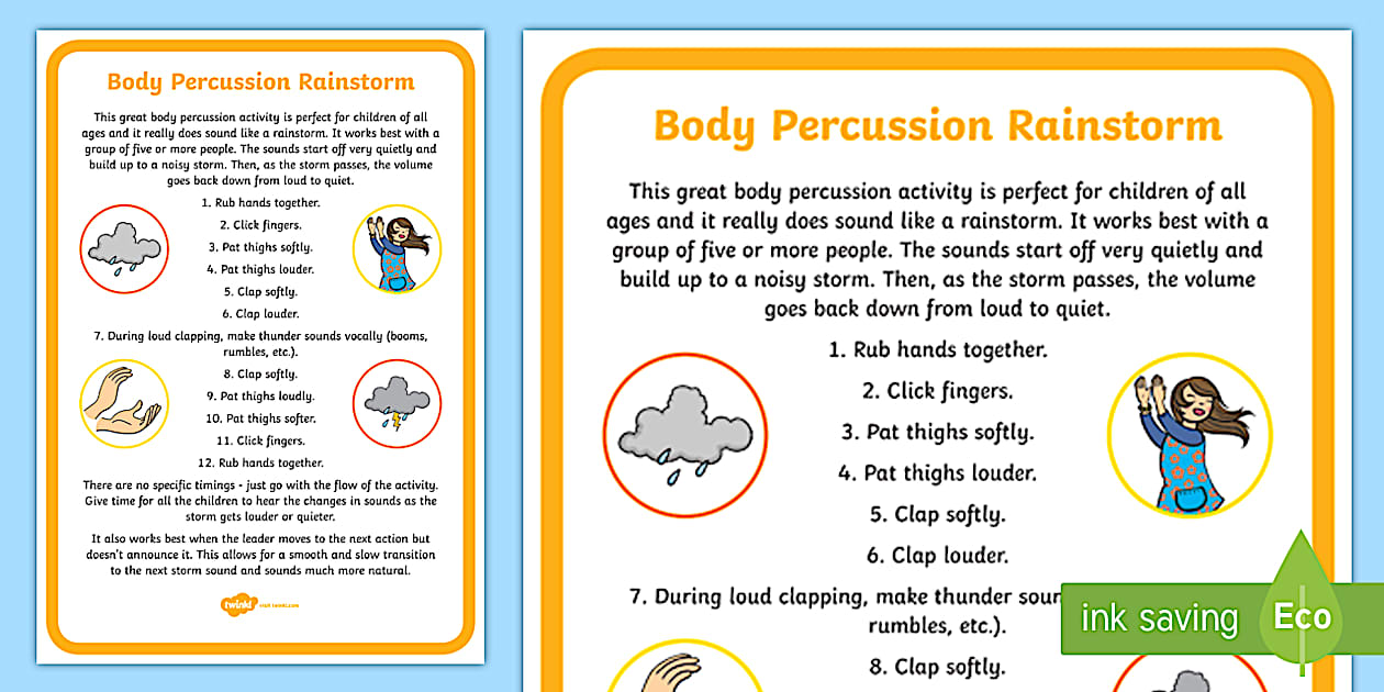 Body Percussion for Kids: Rainstorm Group Activity - Twinkl