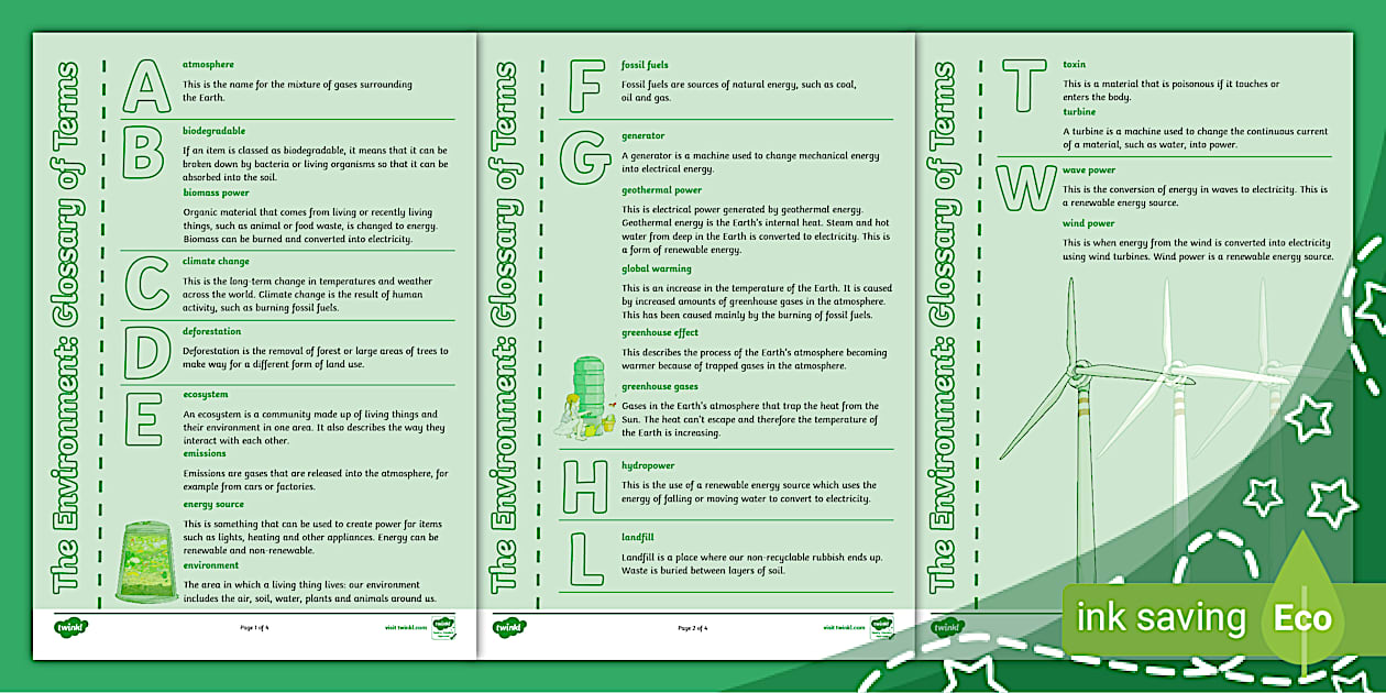 The Environment: Glossary of Terms (Ages 7 - 11) - Twinkl